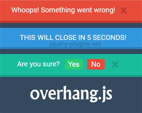 Overhang Js JQuery Plugin For Notifications Prompts And