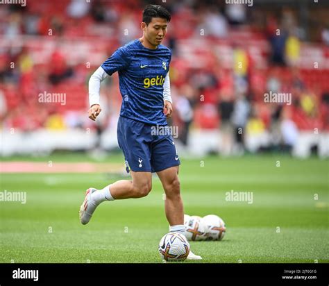 Son Heung Min 7 Of Tottenham Hotspur During The Pre Game Warmup Stock