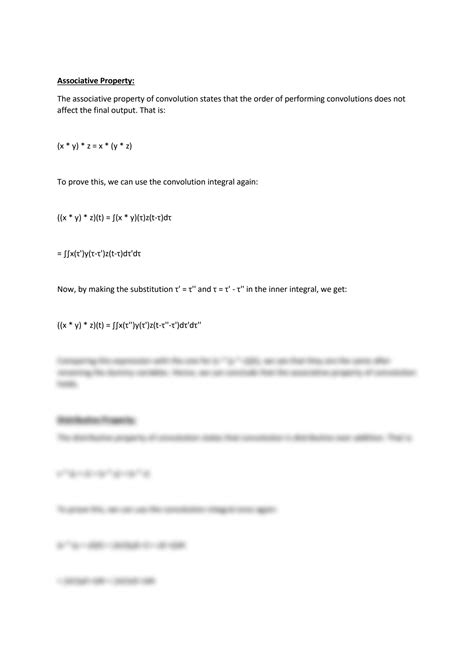 SOLUTION Proof Of The Properties Of Convolution For Linear Time