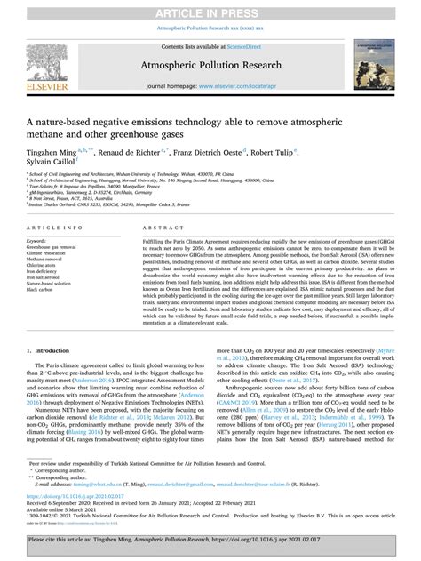 PDF A Nature Based Negative Emissions Technology Able To Remove Atmospheric Methane And Other