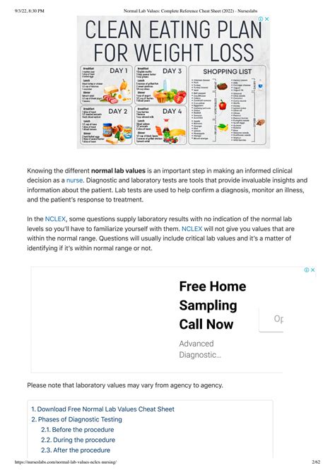SOLUTION Normal Lab Values Complete Reference Cheat Sheet Nurseslabs Studypool