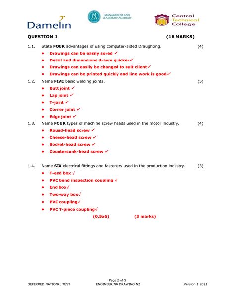 Solution Engineering Drawing N Deferred National Test Memo Studypool