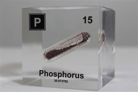 Phosphorus Element Cube Encased In Lucite Acrylic Display For Teachers Periodic Table Education