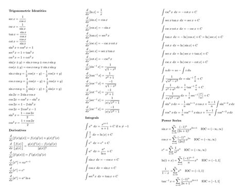 Trigonometric Identities Sec X 1 Cos X Csc X 1 Sin X Tan X Sin X