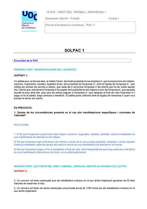 SOLUCIO PAC 1 DRET DEL TREBALL INDIVIDUAL I 13 DRET DEL TREBALL