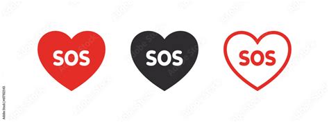 Sos Emergency Icons Sos Signs In The Form Of Hearts Help Service Sign Vector Scalable