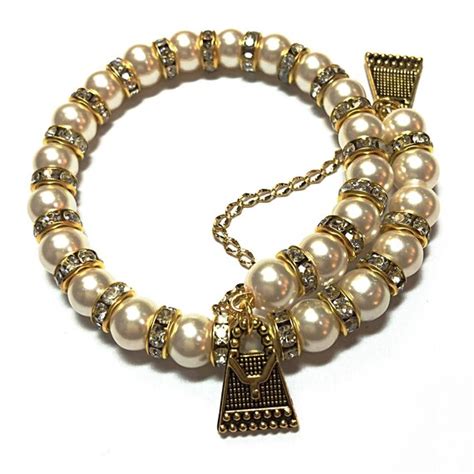 Bridal Bracelet Crystal Bracelet Glass Pearl Bracelet Charm