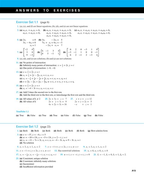 La Textbook Ans A A N S W E R S T O E X E R C I S E S Exercise Set Page A C And