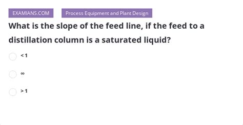 What Is The Slope Of The Feed Line If The Feed To A Distillation Column Is A Saturated Liquid