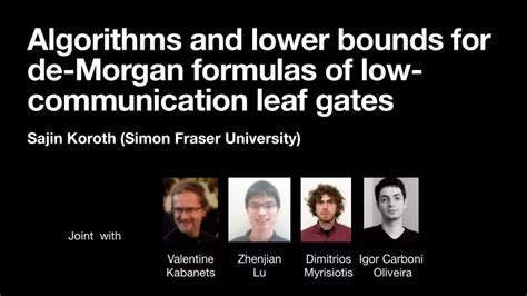 Ppt Algorithms And Lower Bounds For De Morgan Formulas Of Low