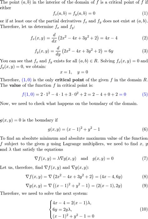 find the absolute maximum and minimum values of the followin quizlet