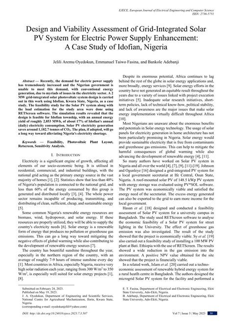 pdf design and viability assessment of grid integrated solar pv