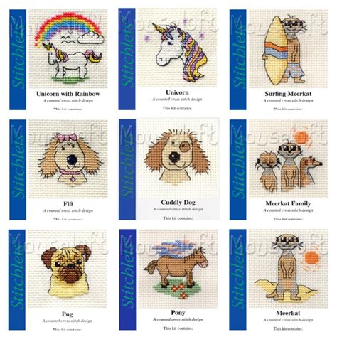Mouseloft Stitchlets Range Cross Stitch Kits Great For Card Making Mini Kits Meerkats Pony