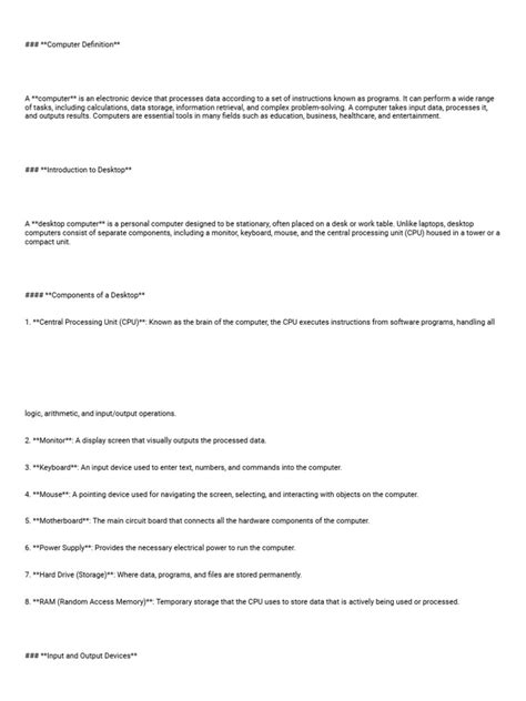 Computer Initial Notes Pdf Operating System Computer Hardware