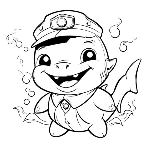 귀여운 베이비 파일 캐릭터의 흑백 만화 일러스트레이션 컬러링 책 프리미엄 벡터