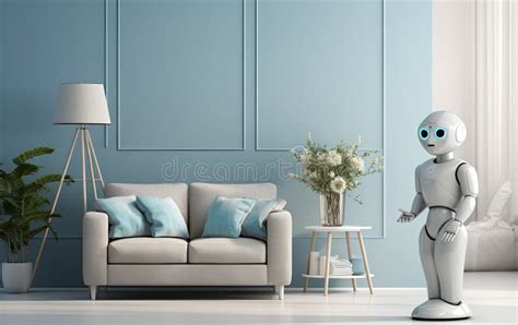 Home Robot Assistant In Modern Minimalist Interior Stock Illustration Illustration Of Brew