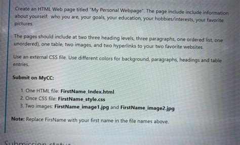 Solved Create An HTML Web Page Titled My Personal Webpage Chegg