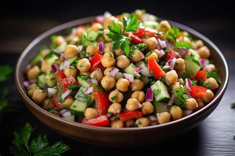 Premium Ai Image Chickpea Salad Healthy Lunch Recipe