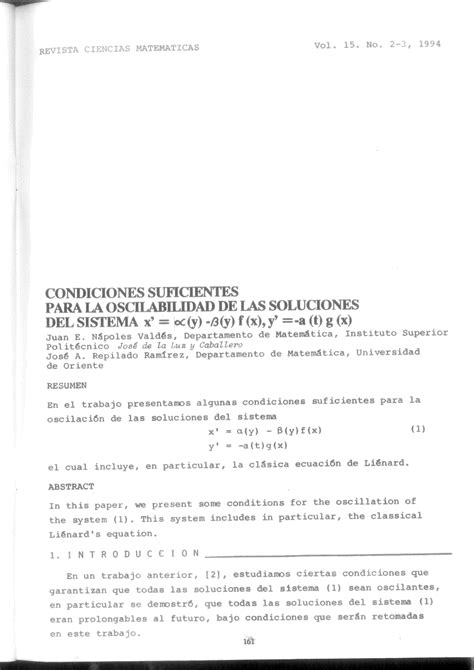 Pdf Sufficient Conditions For The Oscillation Of The Solutions Of The System X αy βyfx