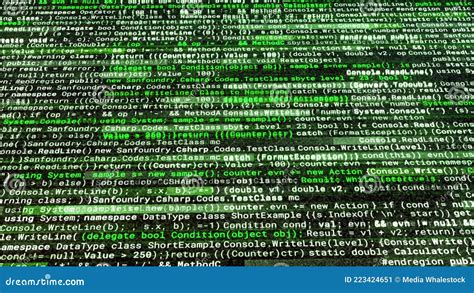 Digital Abstract Data Streaming Code Background With Green Matrix