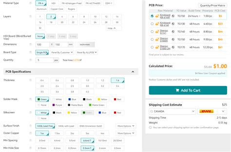 PCB Online Quoting Of ALLPCB