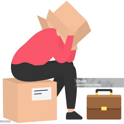사업 실패 업무 실수 또는 불행과 불운 파산 또는 실패 기업가 앉아서 상자로 머리를 덮고 사람이나 사회를 마주하다 감소에 대한
