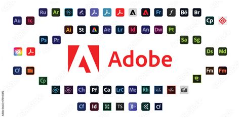 Adobe Product Logotype Set Collection Button 2024 Illustrator