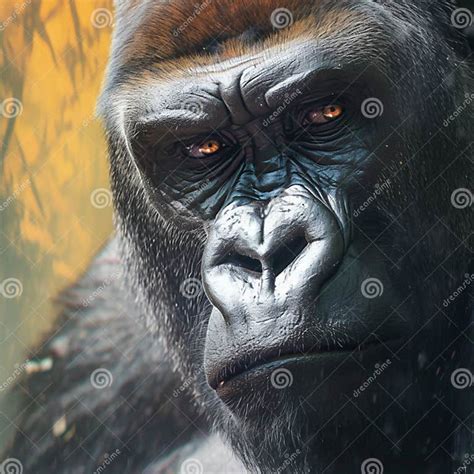 Majestic Presence Silverback Gorillas Face Close Up With Penetrating