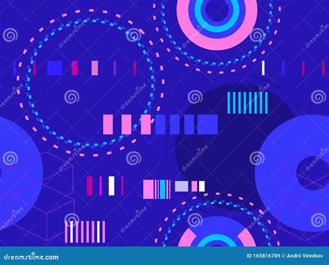 Cyberpunk Seamless Pattern Retro Futurism Of The 80s Signal Error