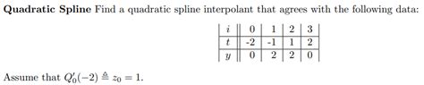 Solved Quadratic Spline Find A Quadratic Spline Interpolant