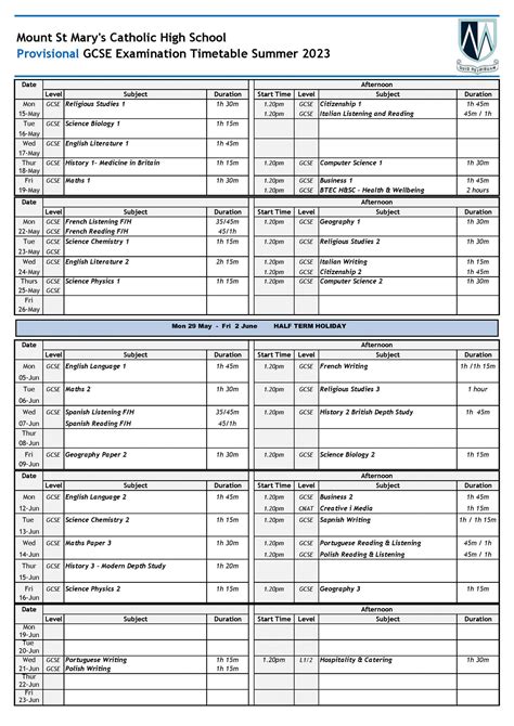 Provisional Gcse Timetable Ocr Jaclin Priscella
