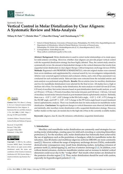 Pdf Vertical Control In Molar Distalization By Clear Aligners A