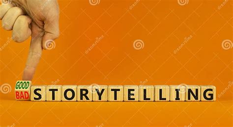 Good Or Bad Storytelling Symbol Businessman Turns A Wooden Cube
