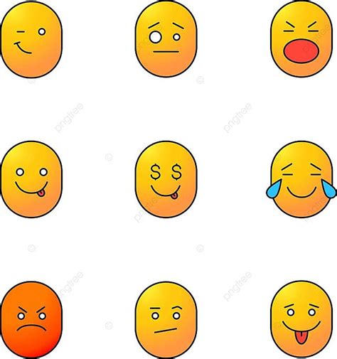 Smileys Color Icons Set Winking Head Sad Vector Winking Head Sad PNG