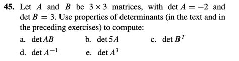 solved let a and b ﻿be 3×3 ﻿matrices with deta 2
