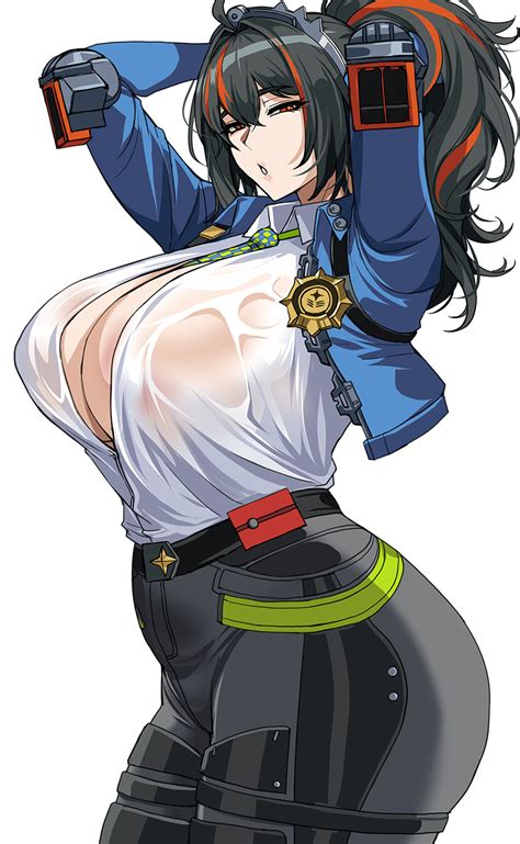 Hella P Zhu Yuan Zenless Zone Zero Highres 1girl Arms Up Black