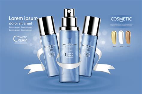 럭셔리 화장품 병 패키지 피부 케어 크림 뷰티 화장품 제품 포스터 Bokeh 및 물 배경 3차원 형태에 대한 스톡 벡터 아트 및 기타 이미지 Istock