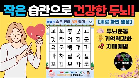 작은 습관으로 건강한 두뇌 만들기 164 숨은단어찾기 두뇌운동 단어퀴즈 치매예방퀴즈 낱말퀴즈 숨은단어찾기