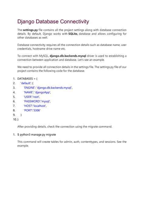Solution Django Database Connectivity Wordtopdf Studypool