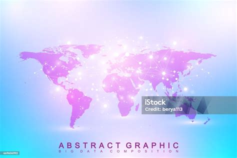 정치 세계지도 기하학적 그래픽 배경 통신 복합체가 있는 빅 데이터 컴플렉스 원근 배경 디지털 데이터 시각화 미니멀리즘 혼돈디자인 벡터 일러스트레이션 0명에 대한 스톡 벡터