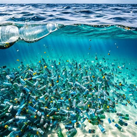 Plastic Bottles At The Bottom Of The Sea Stock Illustration