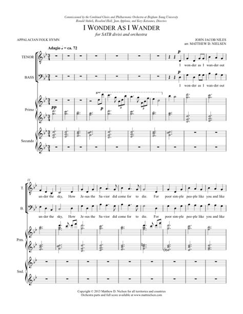 I Wonder As I Wander Arr Matthew D Nielsen By John Jacob Niles Sheet Music For Choir At