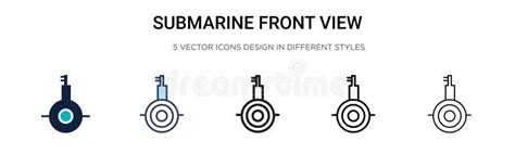 Submarine Front View Icon In Filled Thin Line Outline And Stroke Style Vector Illustration Of