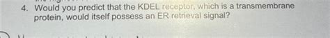 Solved 4 Would You Predict That The Kdel Receptor Which Is