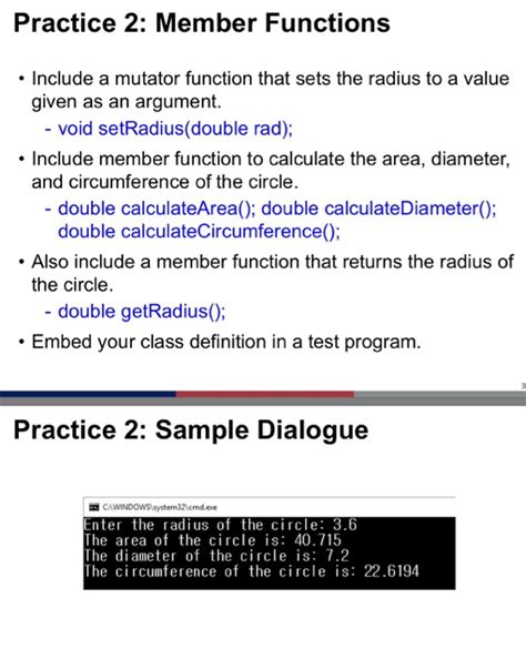 Solved Practice 2 Circle Define A Class For A Type Called
