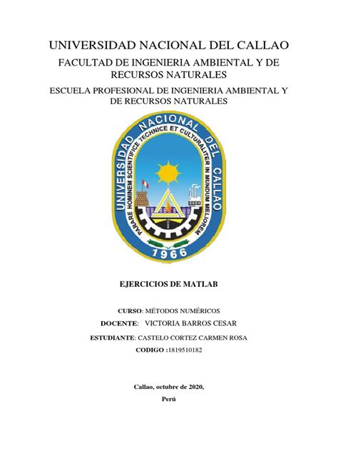 Ejercicios De Metodos Numericos En Matlab Pdf Análisis Numérico