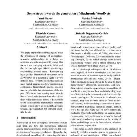 Some Steps Towards The Generation Of Diachronic Wordnets Acl Anthology