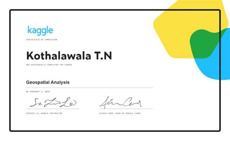 Kothalawala Tn Completed The Geospatial Analysis Course On Kaggle