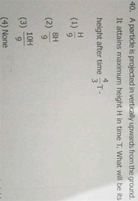 A Particle Is Projected In Vertically Upwards From The Ground It Att
