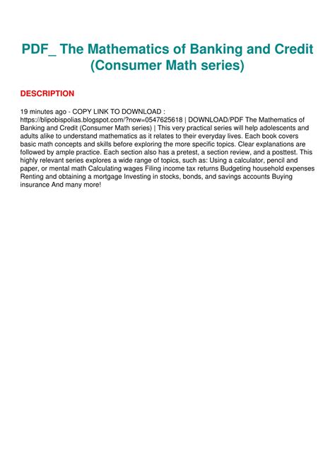 Ppt Pdf The Mathematics Of Banking And Credit Consumer Math Series Powerpoint Presentation